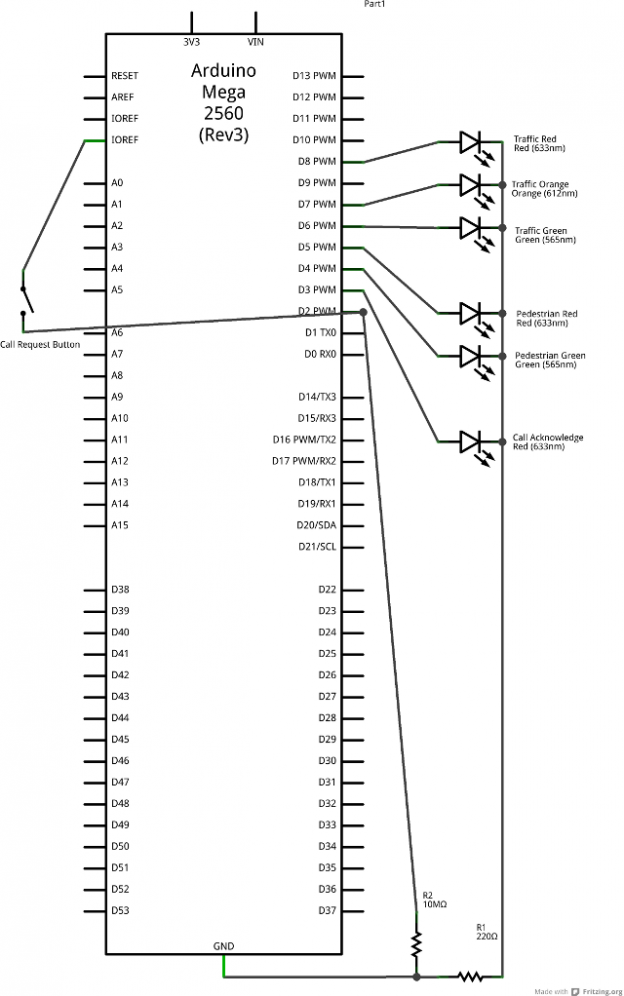 Traffic light and pedestrian crossing implemented with an Arduino ...